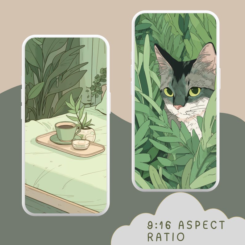Lofi Nature Wallpaper, Matcha Green Desktop Wallpaper, Aesthetic Phone ...