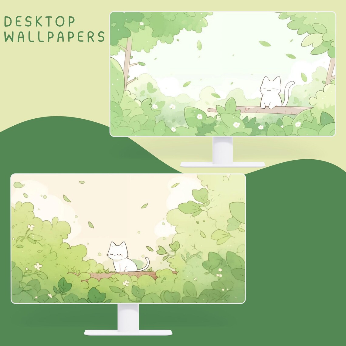 Kawaii Cat Forest Wallpaper: Desktop & Phone Homescreen (digital ...