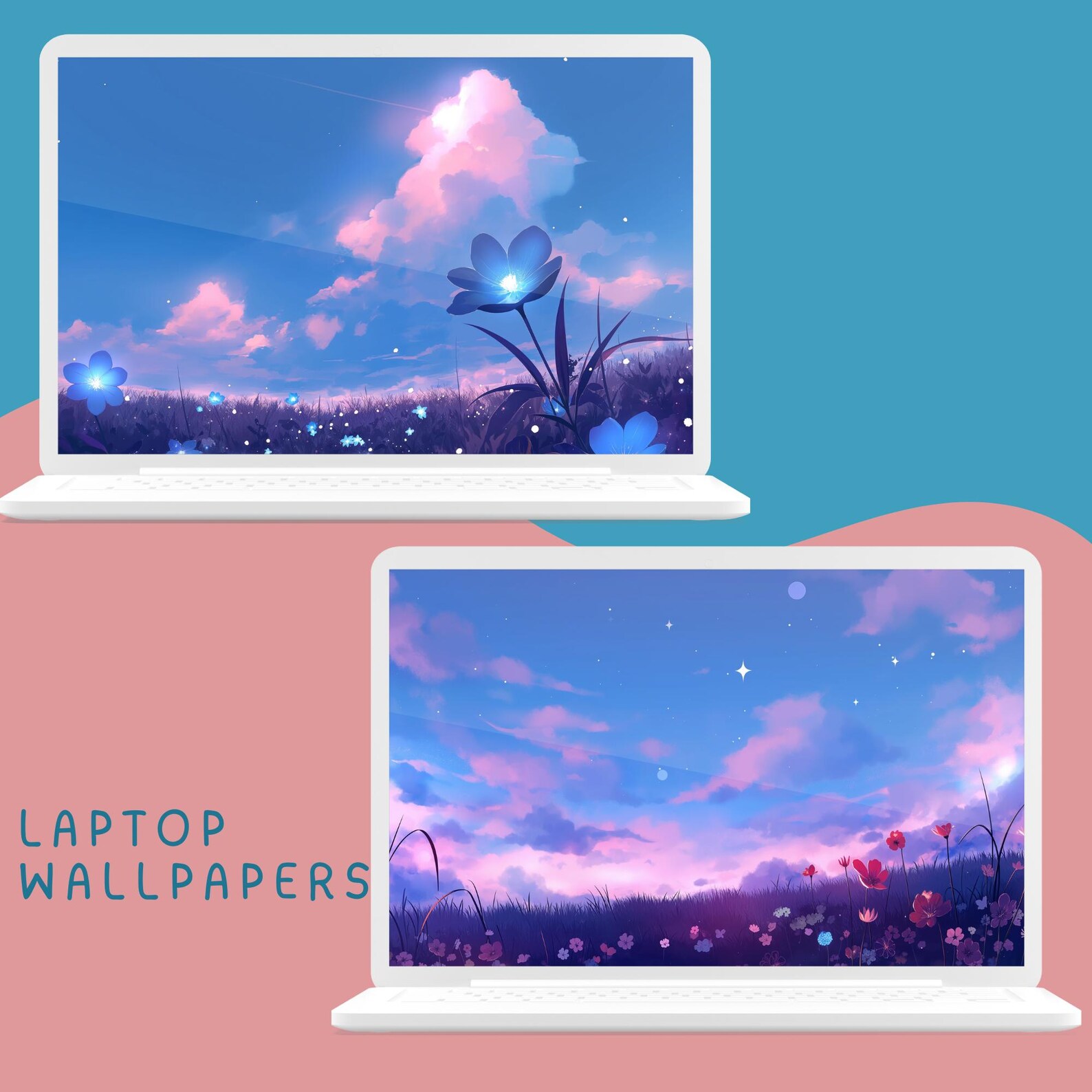 Sunset Pastel World Wallpaper Cozy Meadow Desktop Background Pink Phone ...