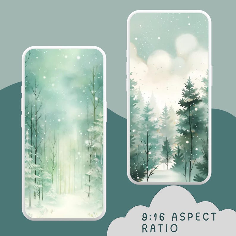 Watercolor Forest Wallpaper Cozy Desktop Wallpaper Matcha Green Phone ...