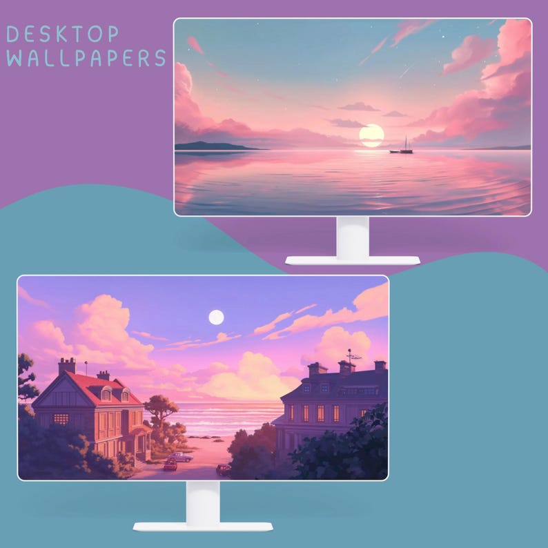 Cozy Sunset Wallpaper, Cute Anime Desktop Background, Pastel Kawaii ...