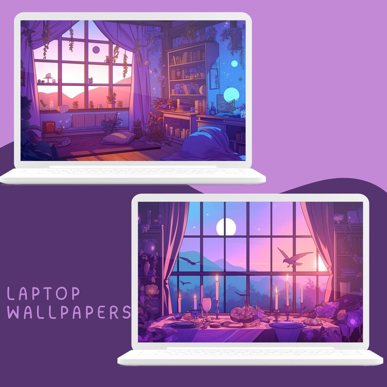 Witchcore Anime Wallpaper: Purple Witchy Desktop & Phone Background ...