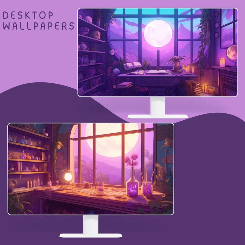 Witchcore Anime Wallpaper: Purple Witchy Desktop & Phone Background ...