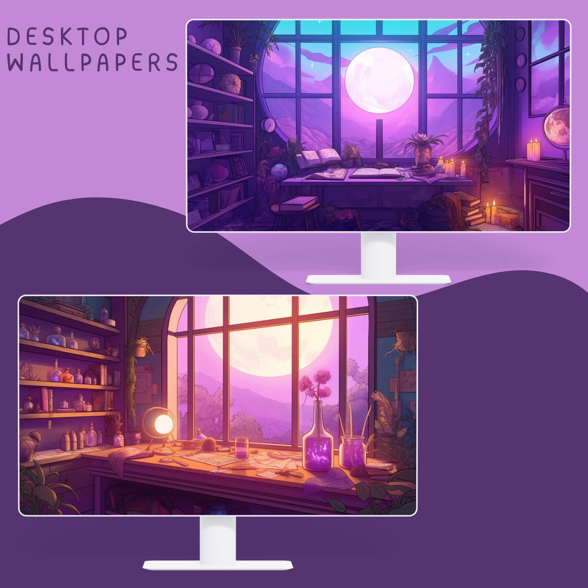 Witchcore Anime Wallpaper: Purple Witchy Desktop & Phone Background ...