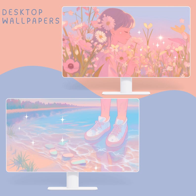 Pastel Anime Wallpaper: Kawaii Meadow Screensaver (4K Digital Download ...