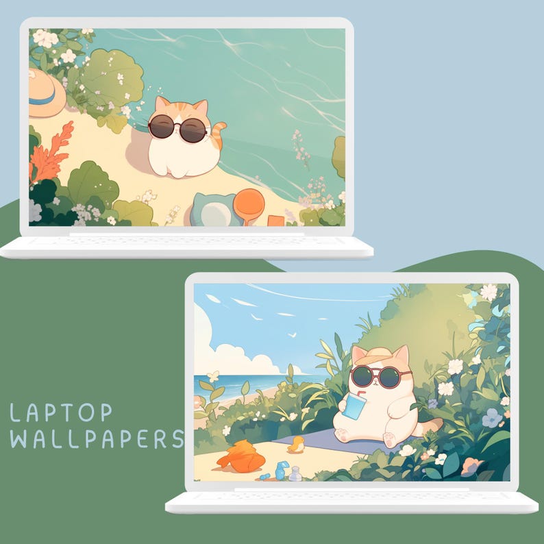 Spring Cat Wallpaper, Cute Kitty Desktop Background, Kawaii Phone ...