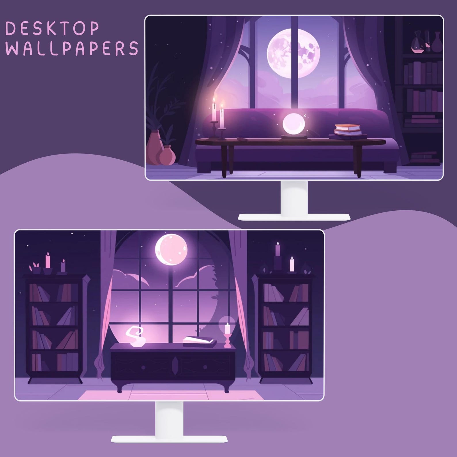 Witchy Desktop Wallpaper, Black Witch Art, Pink Witch Decor, Whimsical ...