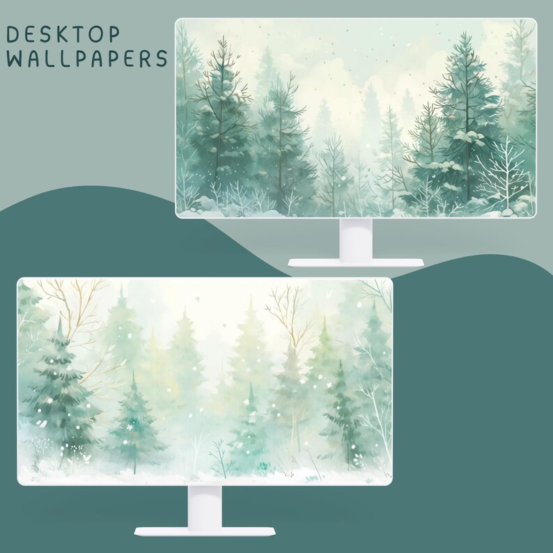 Watercolor Forest Wallpaper Cozy Desktop Wallpaper Matcha Green Phone ...