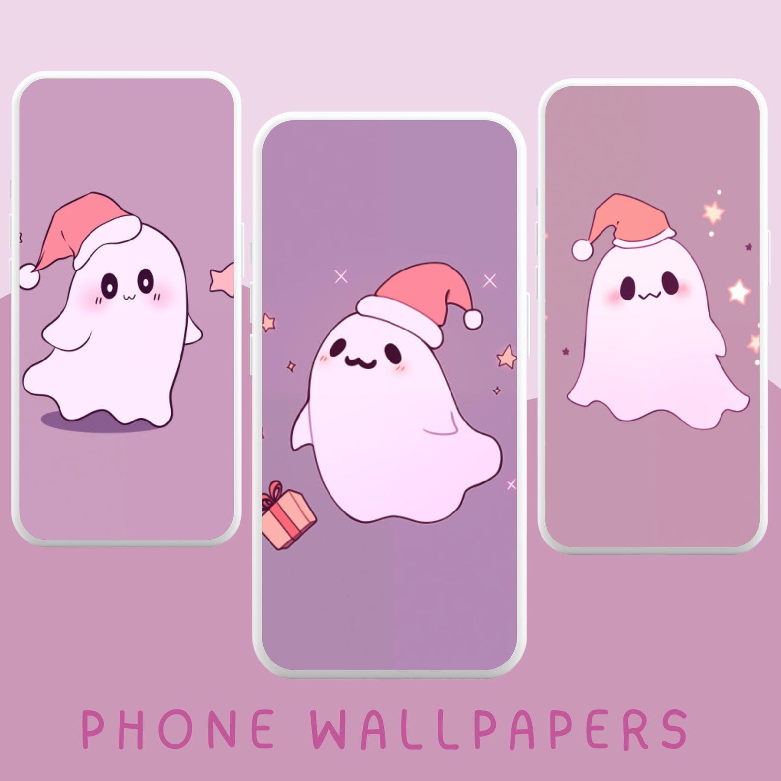 Pastel Ghost Wallpaper, Winter Ghostie Desktop Background, Minimalist ...