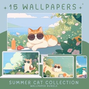 Spring Cat Wallpaper, Cute Kitty Desktop Background, Kawaii Phone ...