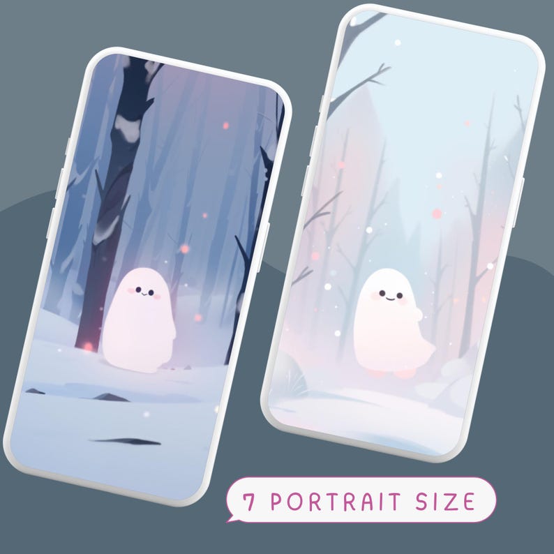 Winter Ghost Wallpaper, Cute Ghostie Desktop Background, Snowy Phone ...