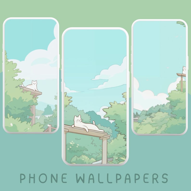 Nature Cat Wallpaper Kawaii Desktop Wallpaper Cute Aesthetic Wallpaper ...