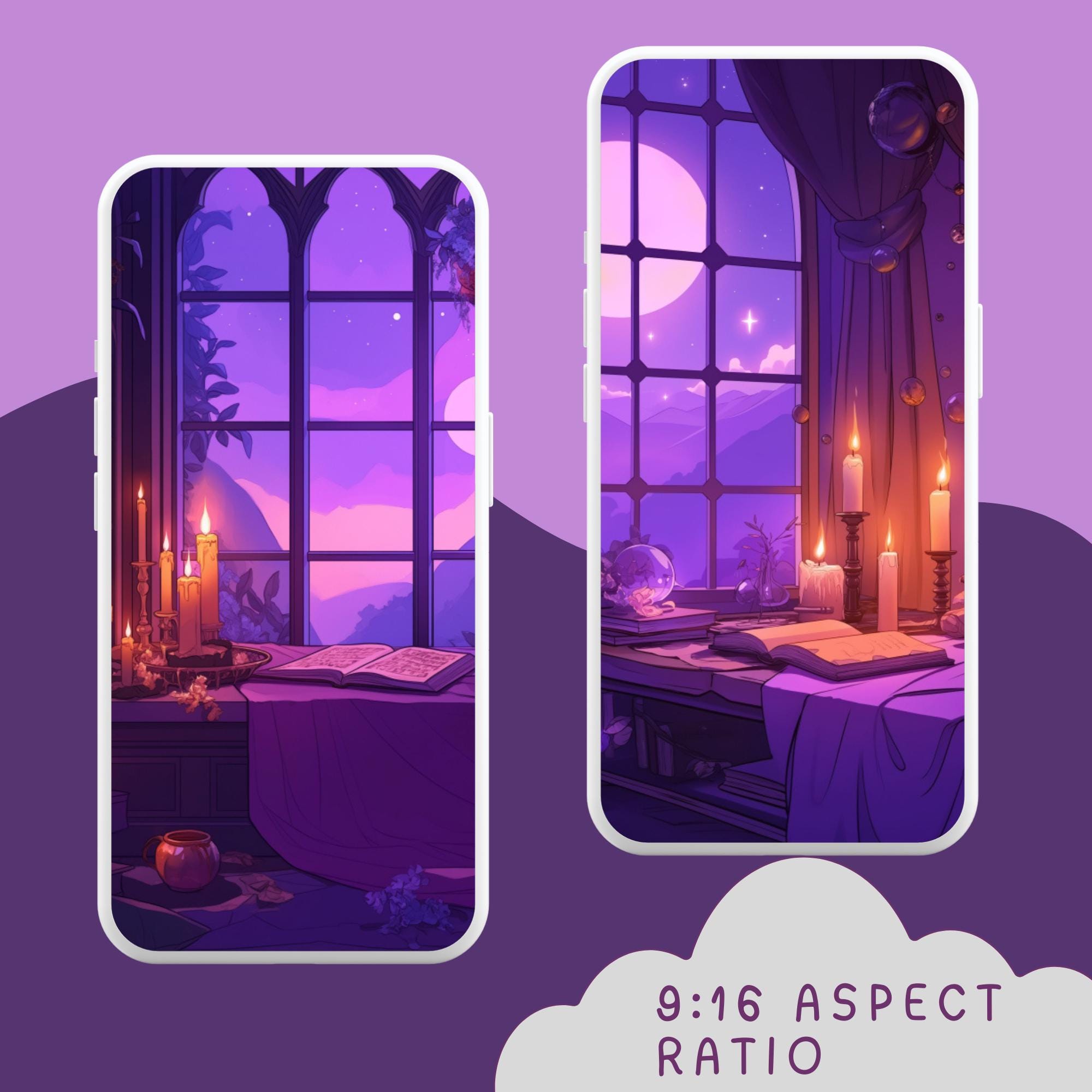 Witchcore Anime Wallpaper: Purple Witchy Desktop & Phone Background ...