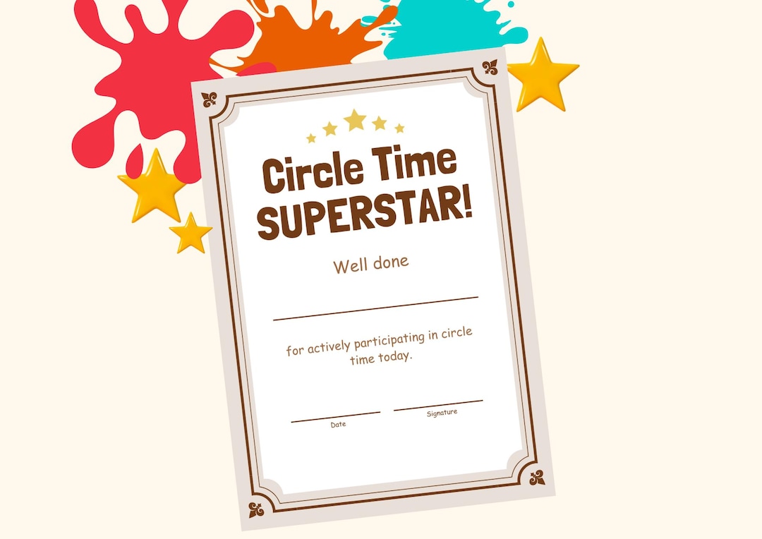 Circle Time Superstar Certificate for Preschool Certificates Nursery ...