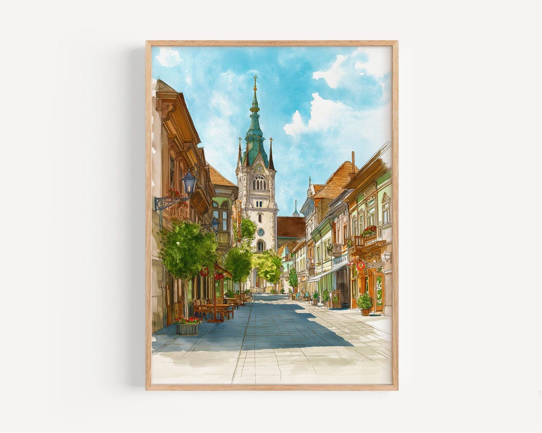 Novi Sad Watercolor Painting - Wall Art Print, Travel Poster, Serbia ...