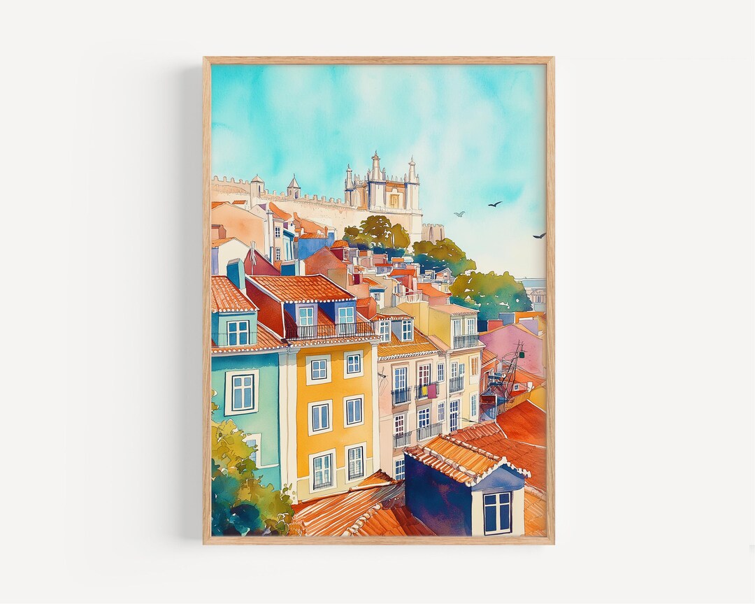 Lisbon Watercolor Painting - Lisbon Wall Art, Portugal Travel Print ...