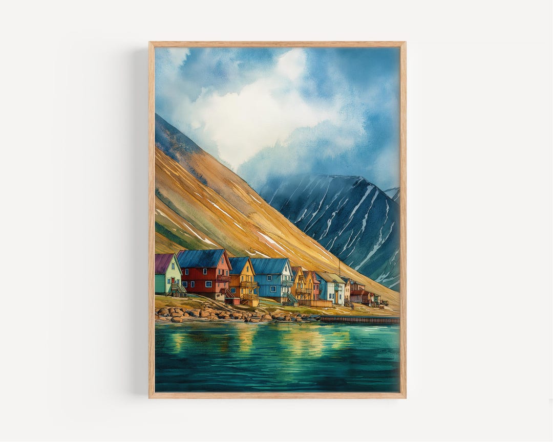 Svalbard Watercolor Painting - Wall Art Print, Travel Poster, Norway ...