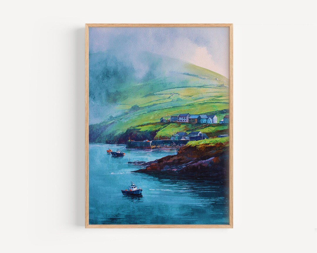 Dingle Peninsula Watercolor Painting, Wall Art Print, Travel Poster ...