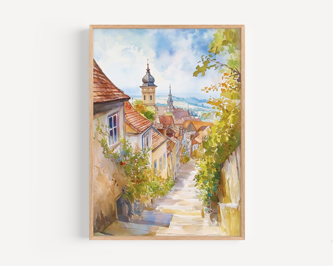 Sibiu Watercolor Painting - Wall Art Print, Travel Poster, Romania ...