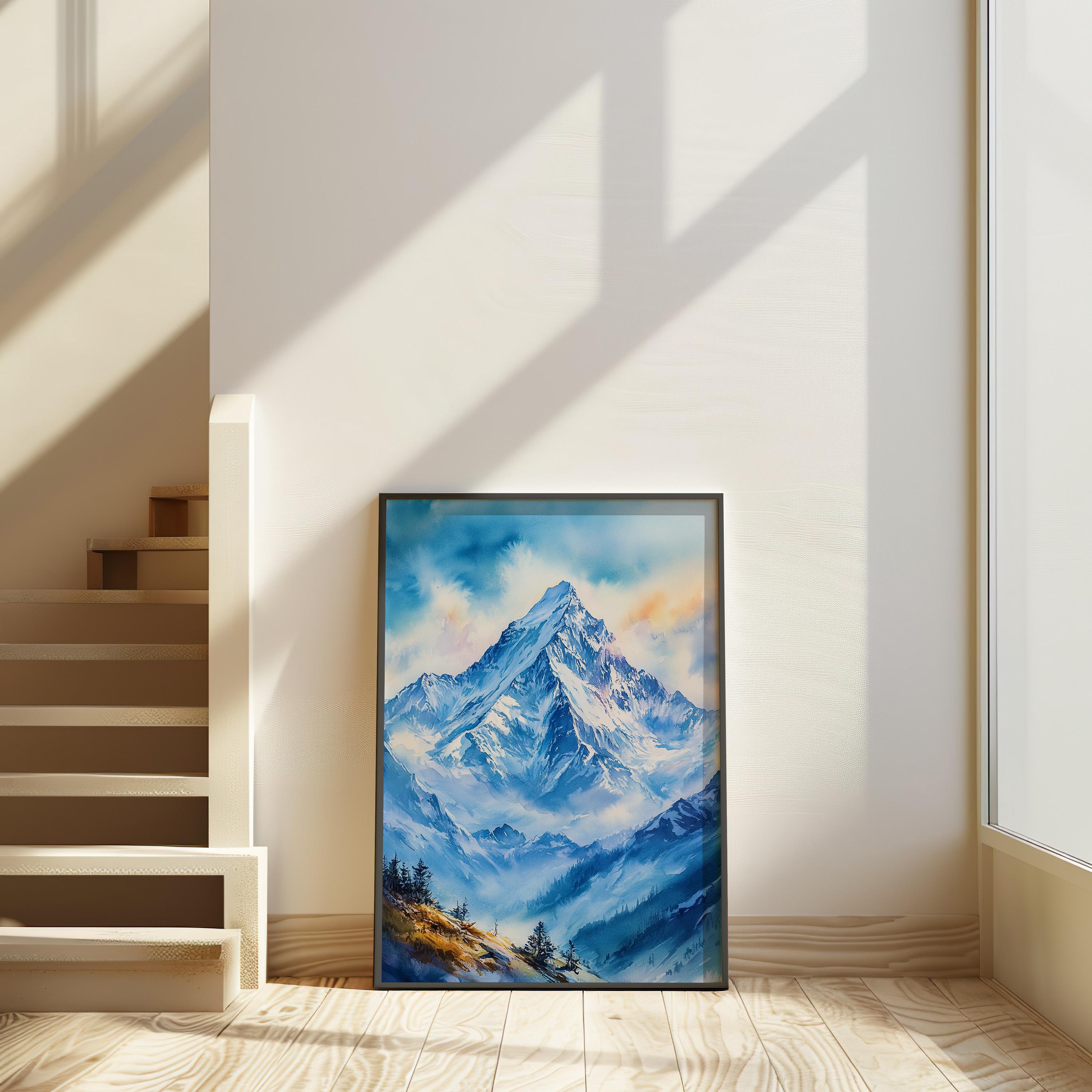 Mount Everest Watercolor Painting - Wall Art Print, Nepal Poster ...