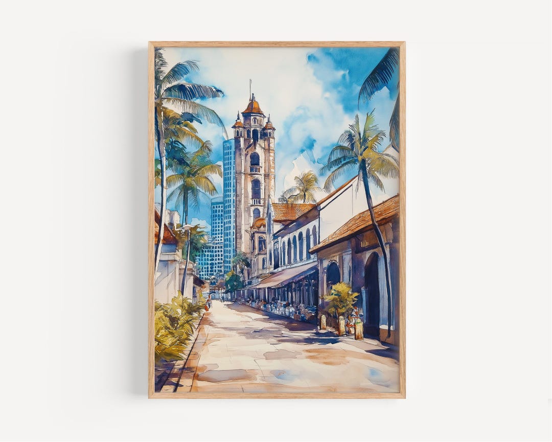 Colombo Watercolor Painting- Wall Art Print, Travel Poster, Sri Lanka ...