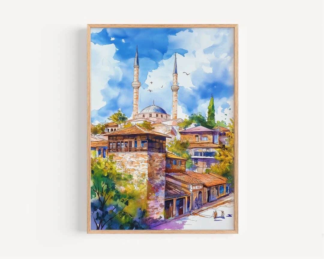 Antalya Watercolor Painting - Antalya Wall Art, Travel Print, Turkey ...