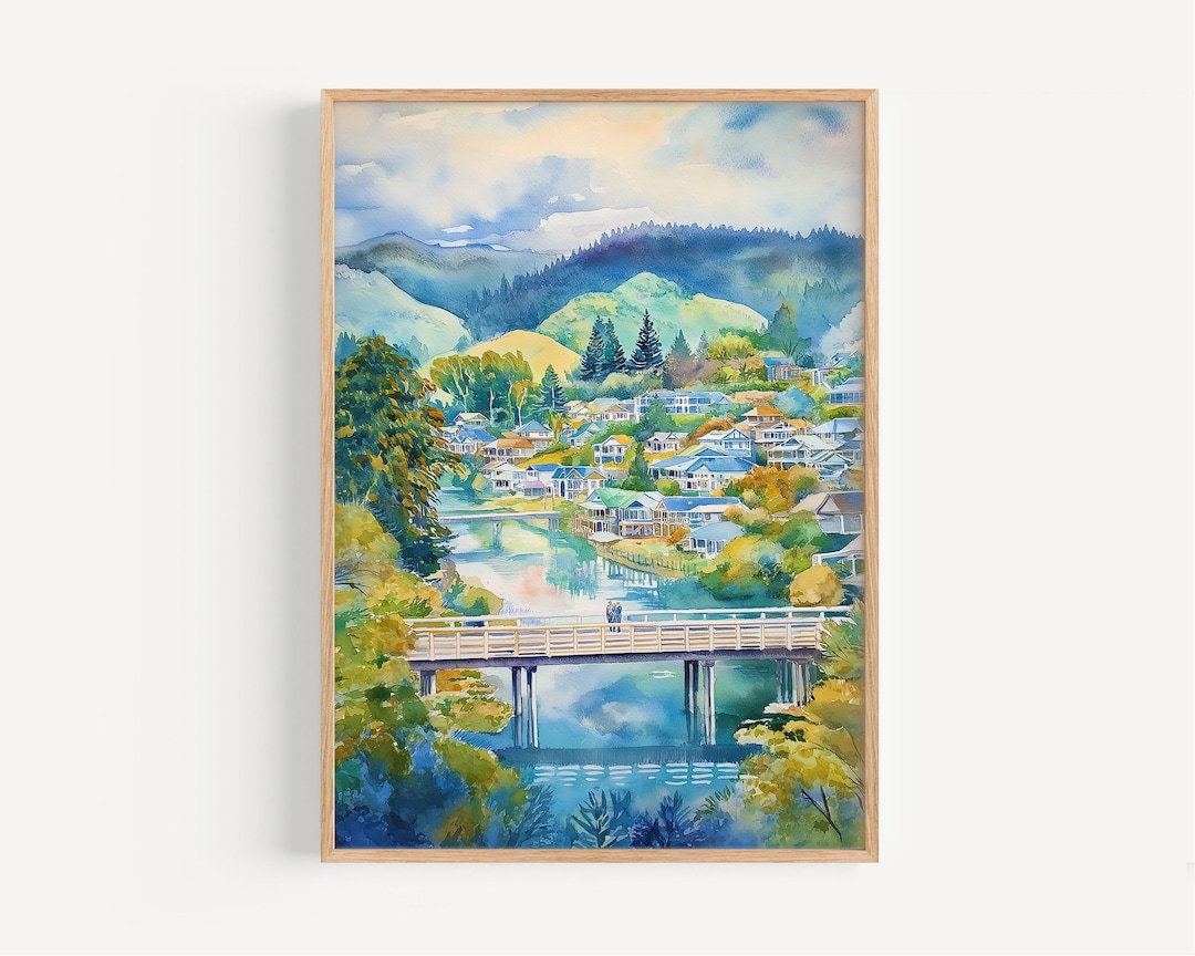 Hamilton Watercolor Painting - Wall Art Print, Poster, New Zealand ...