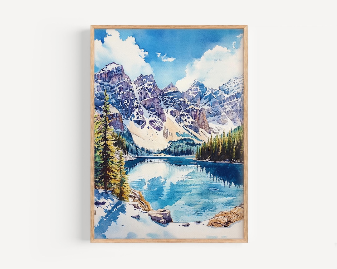 Banff Watercolor Painting - Wall Art Print, Canada Poster, Banff Travel ...