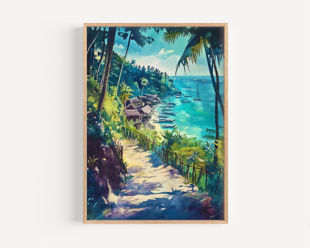 Boracay Watercolor Painting - Wall Art Print, Travel Poster ...