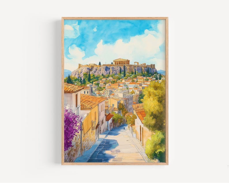 Athens Watercolor Painting - Wall Art Print, Europe Travel Print ...