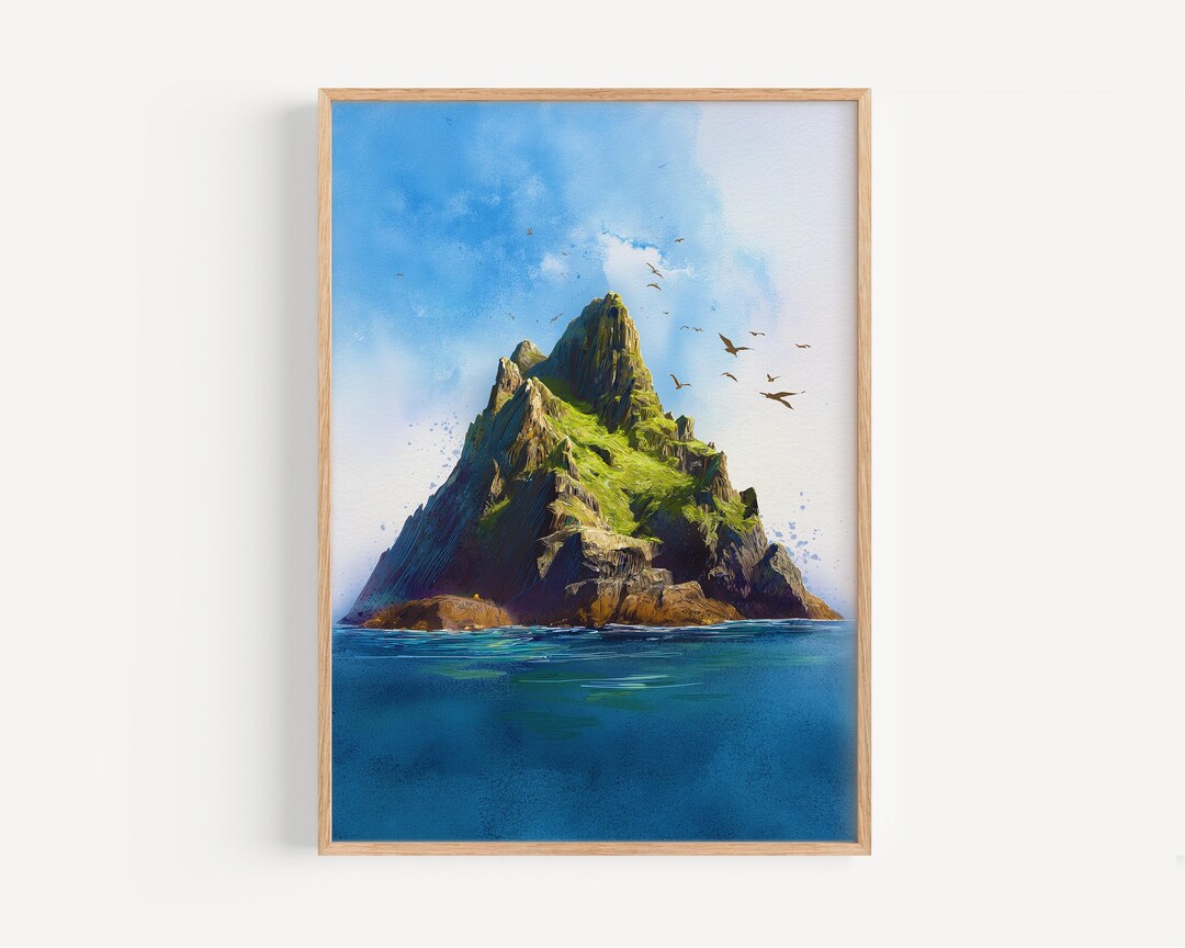 Skellig Michael Watercolor Painting - Wall Art Print, Travel Poster ...