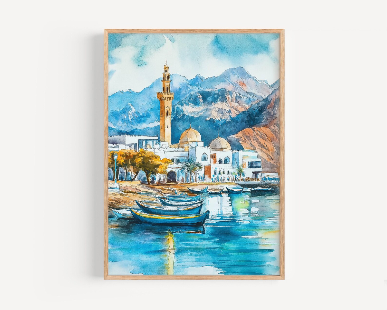 Muscat Watercolor Painting - Wall Art Print, Oman Travel Poster, Oman ...