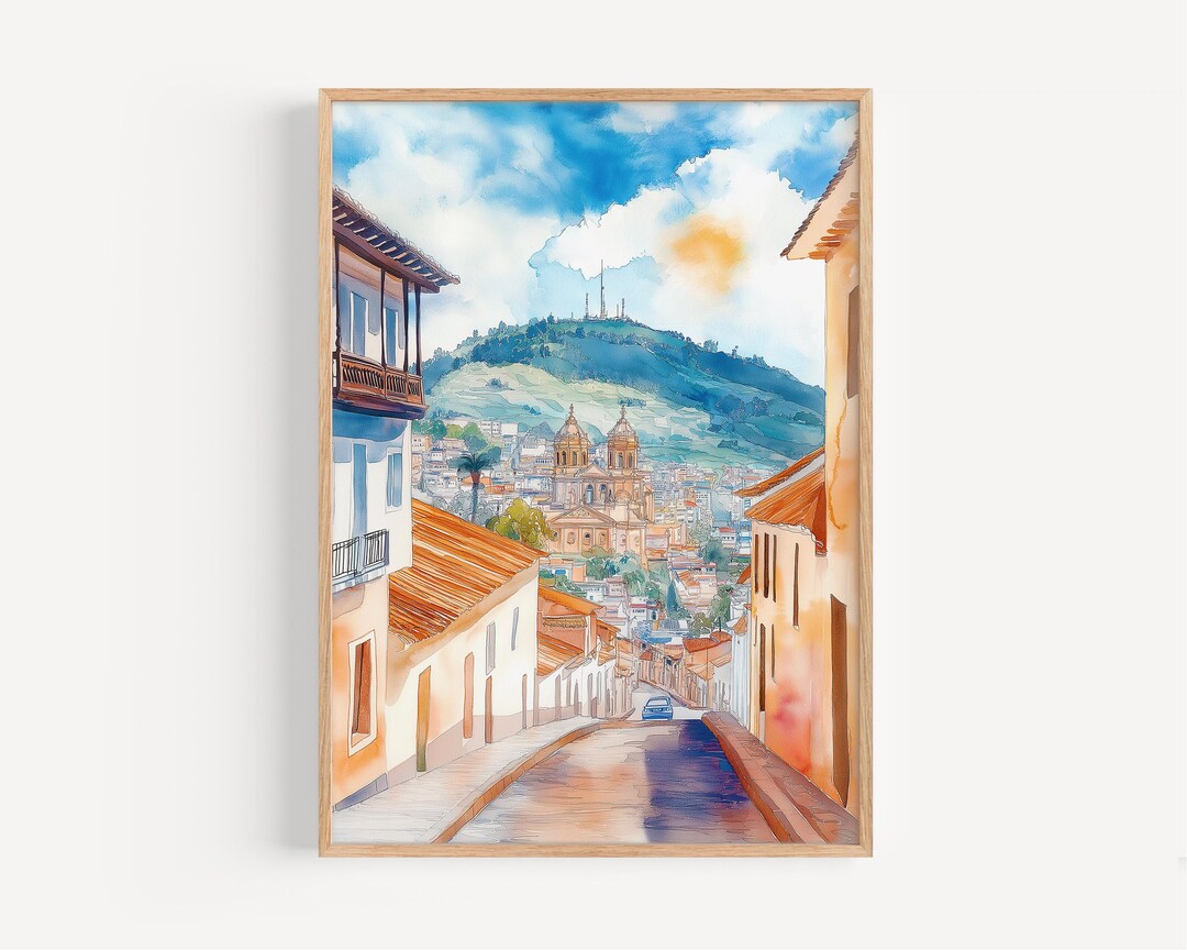 Quito Watercolor Painting - Wall Art Print, Ecuador Poster, Ecuador Travel Print, Travel Decor ...