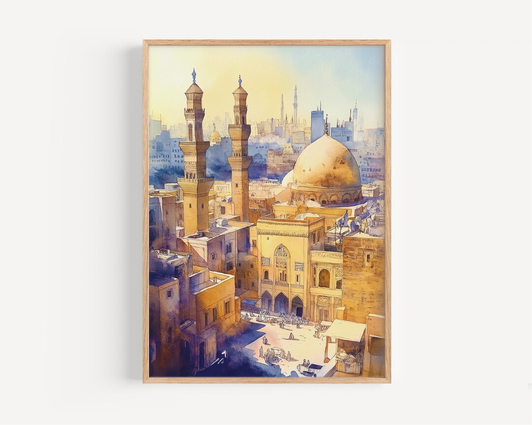 Cairo Watercolor Painting - Cairo Wall Art, Africa Travel Print, Egypt ...