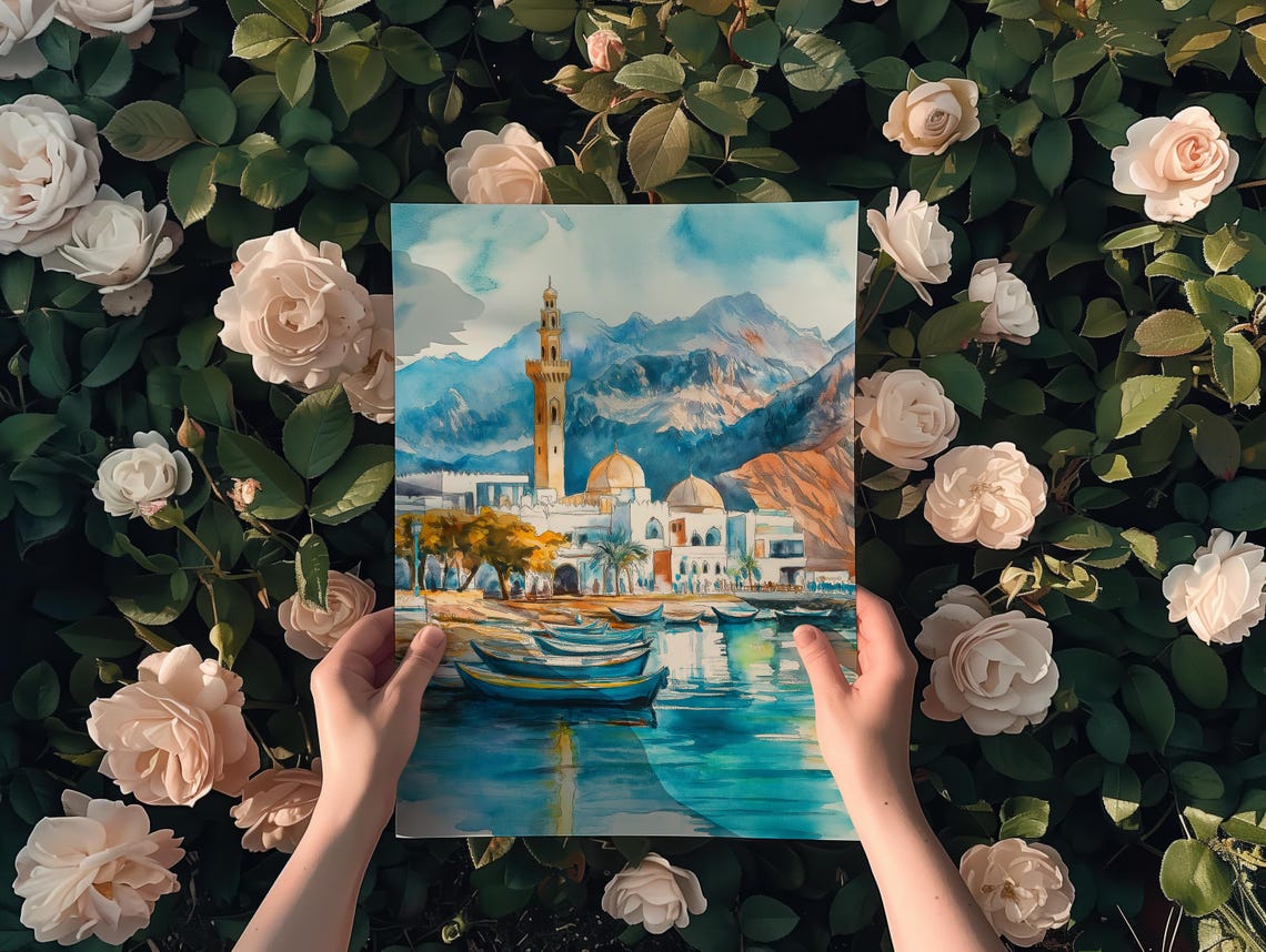 Muscat Watercolor Painting - Wall Art Print, Oman Travel Poster, Oman ...