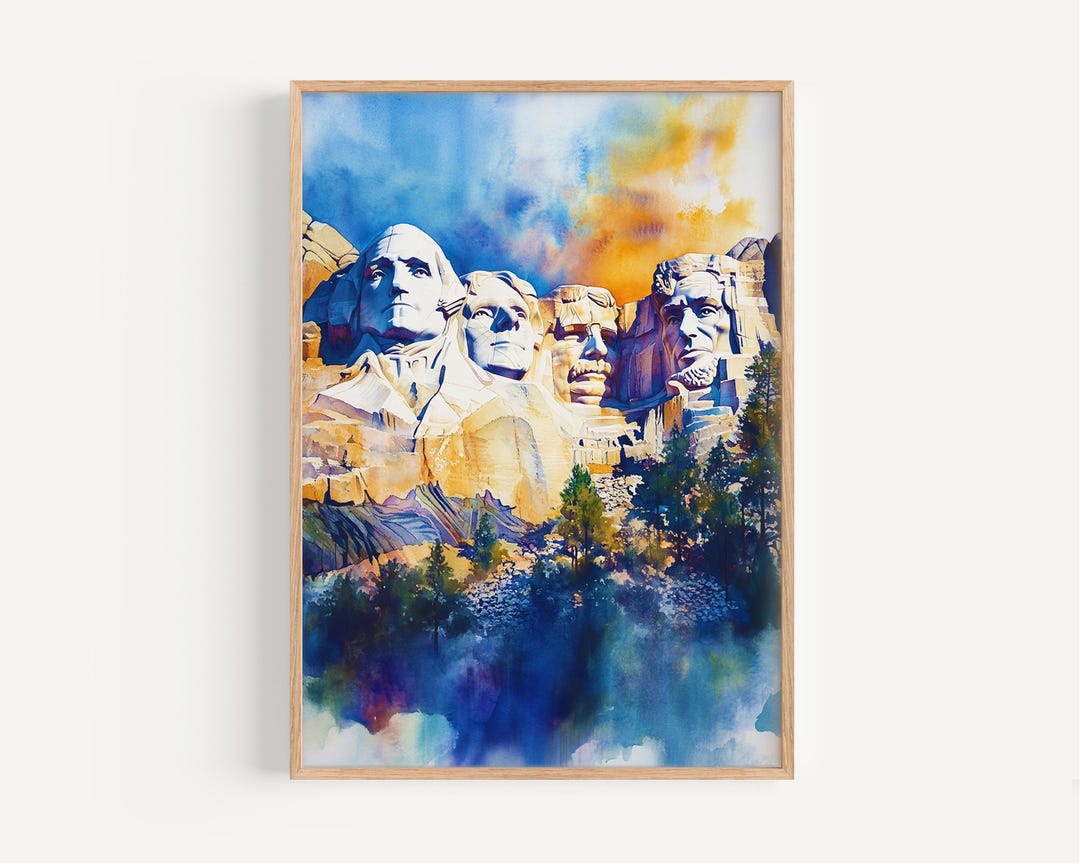 Mount Rushmore Watercolor Painting - Wall Art Print, America Poster ...