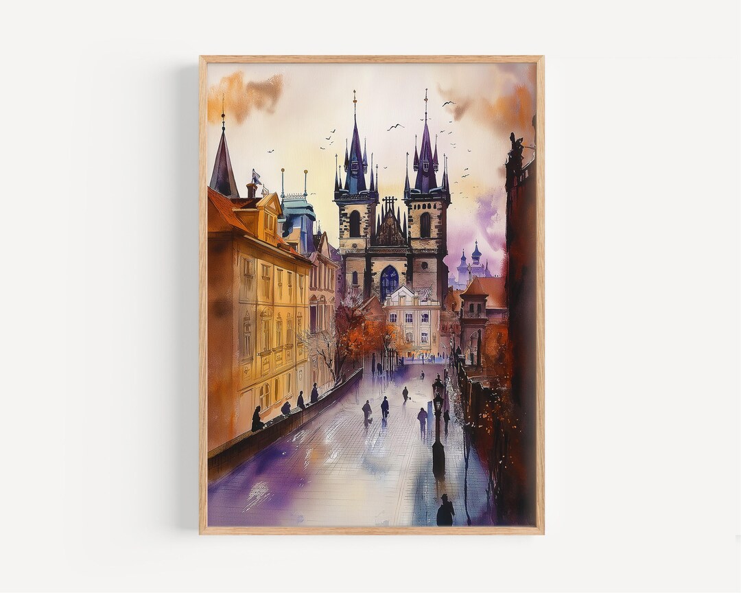 Prague Watercolor Painting - Wall Art Print, Prague Poster, Travel ...