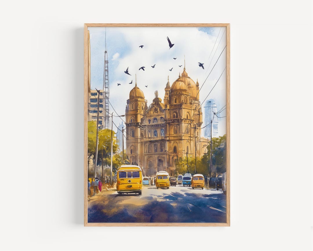 Mumbai Watercolor Painting - Wall Art Print, Mumbai Poster, India Print ...