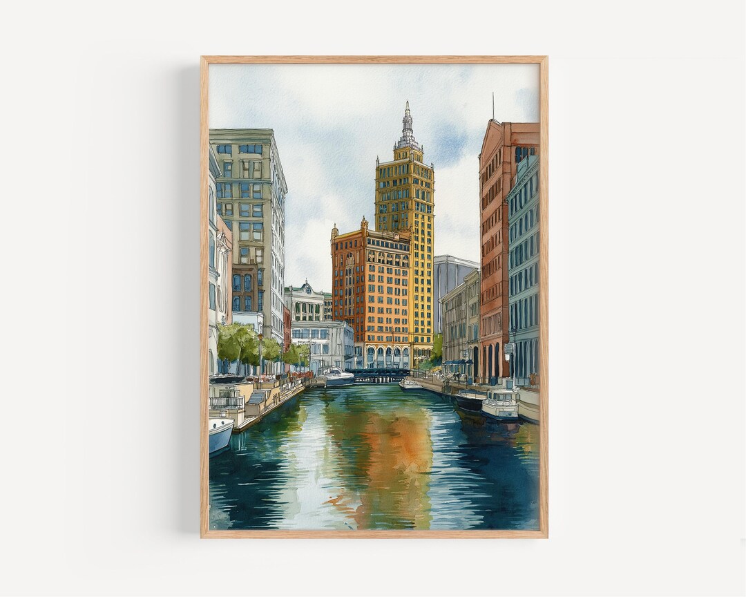 Milwaukee Watercolor Painting - Wall Art Print, Travel Poster ...