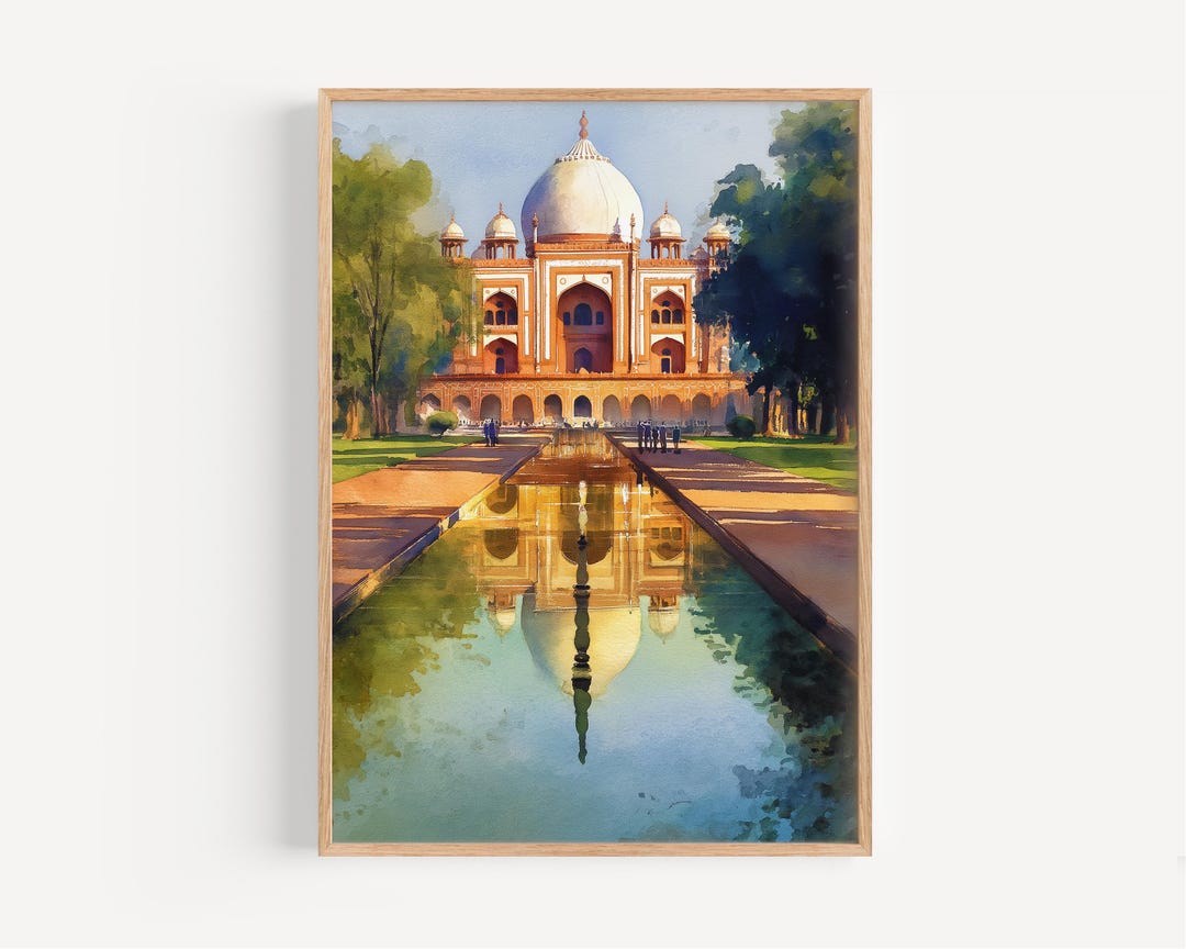 Shalimar Bagh Watercolor Painting - Wall Art, India Travel Poster ...