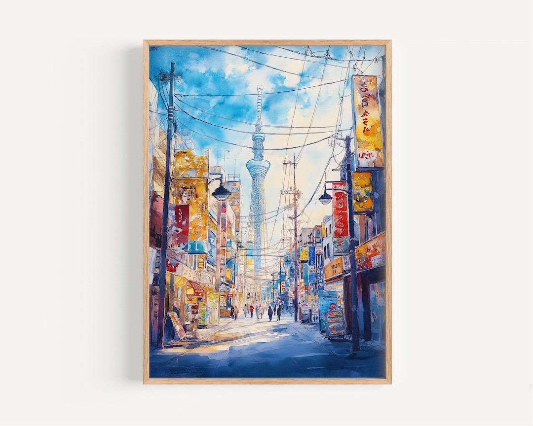Osaka Watercolor Painting - Japan Wall Art, Osaka Travel Print, Japan ...