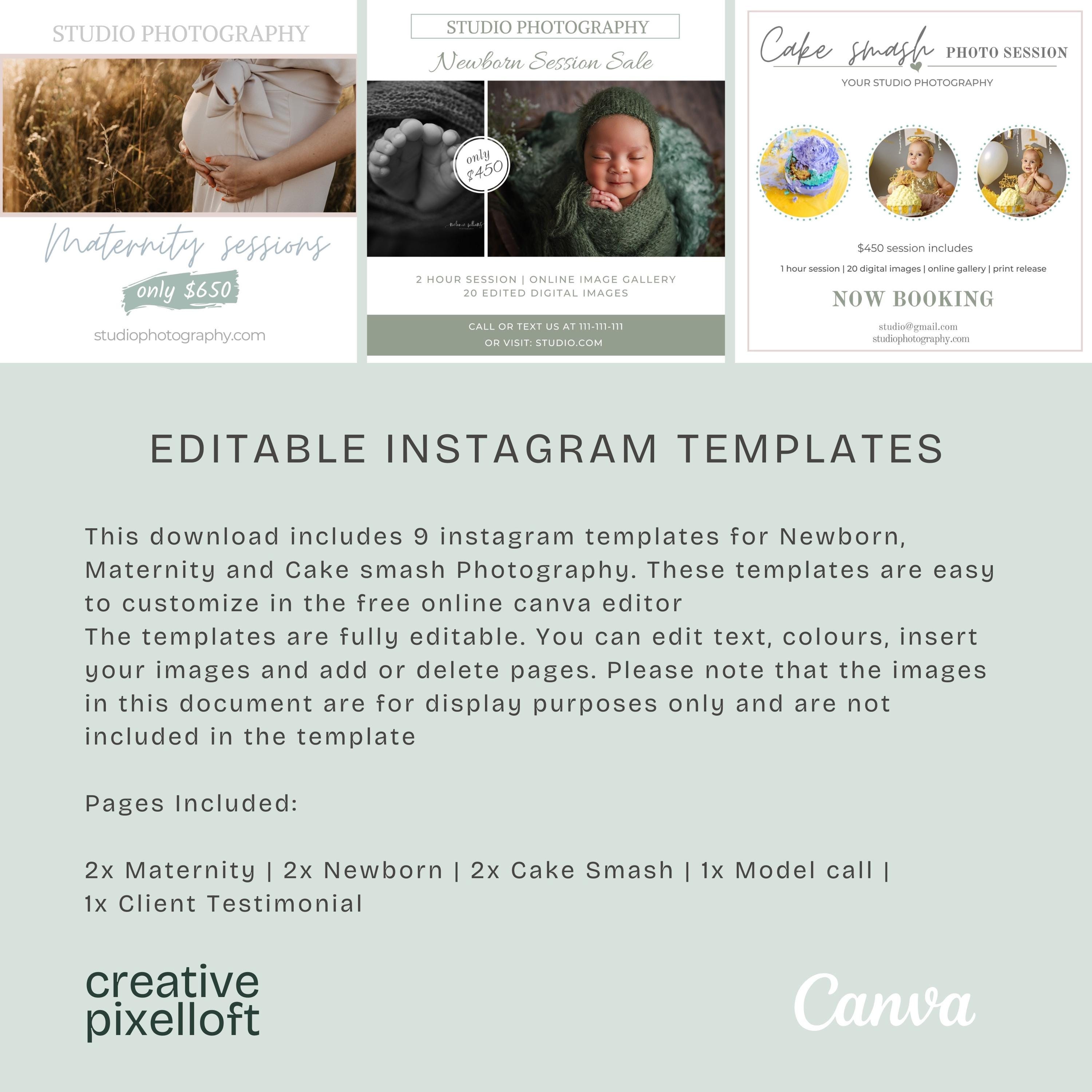 Editable Instagram Templates Photography Bundle for Canva Instagram ...