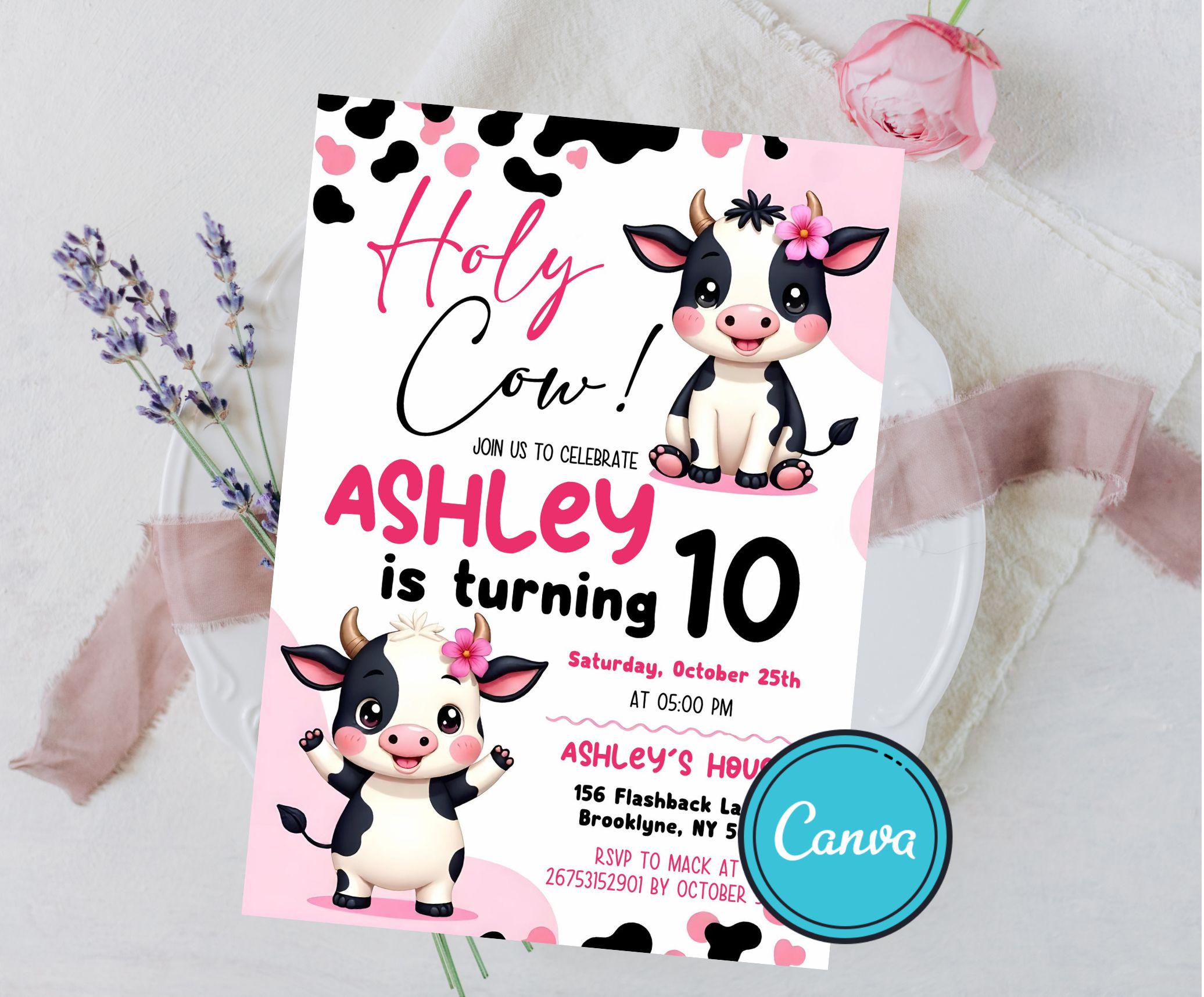 Editable Holy Cow Birthday Invitation Template, Holy Cow Birthday ...