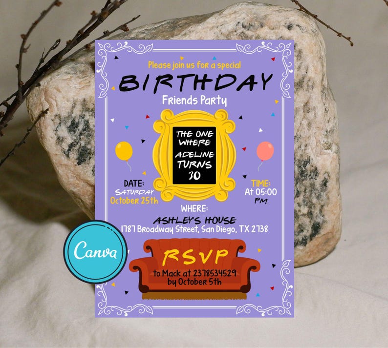 Editable Friends Birthday Invitation the One Where Friends Birthday ...