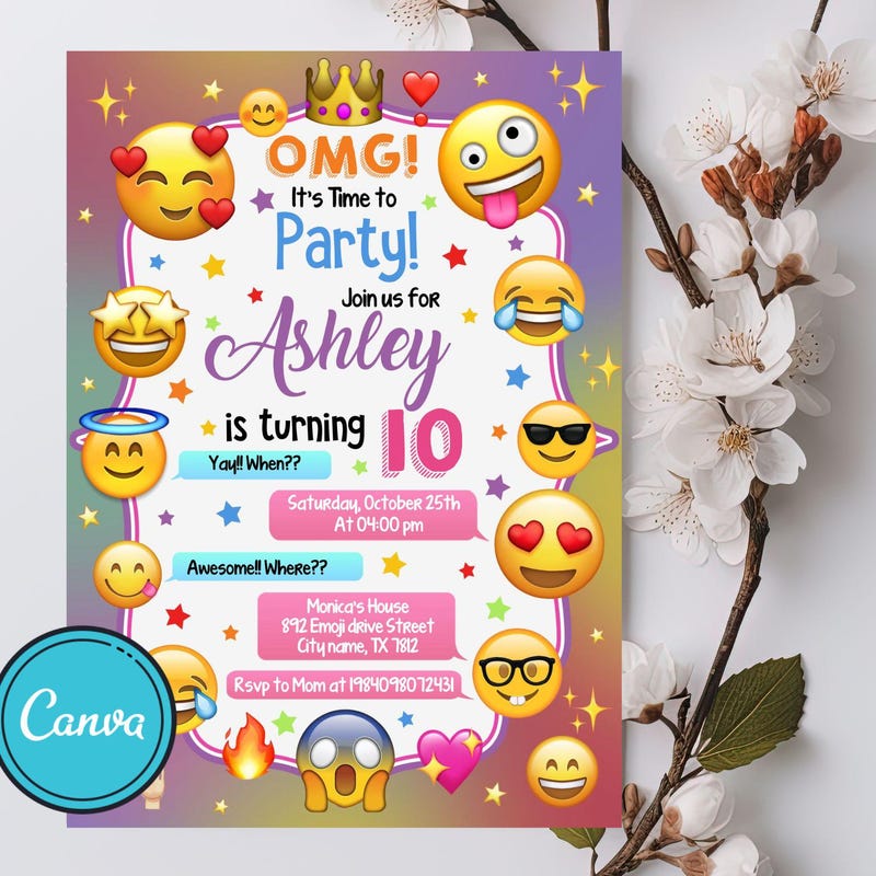Emoji Invitation - Etsy