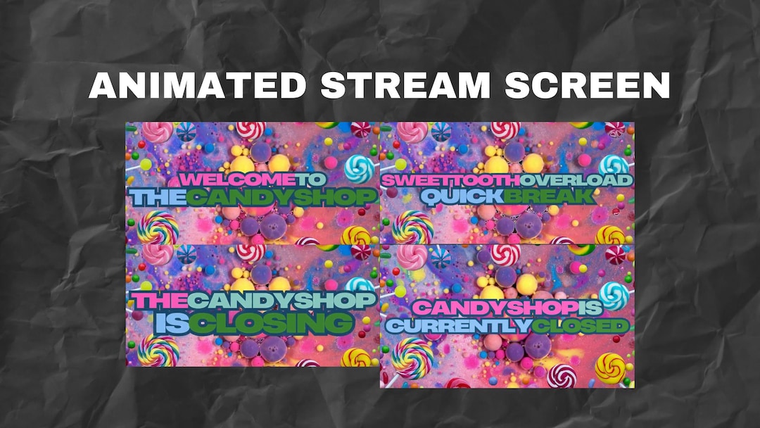 4X Animated Candy Stream Screen Bundle Overlay - Etsy