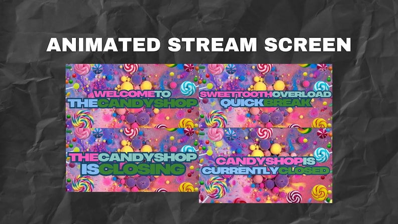 4X Animated Candy Stream Screen Bundle Overlay - Etsy