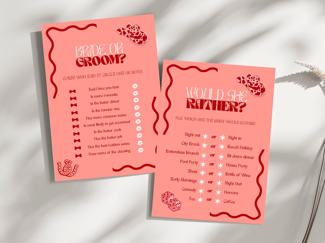 Last Rodeo Bachelorette Party Games: Red Wavy Template (digital ...