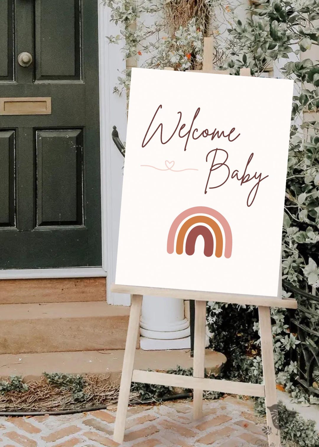 Welcome Baby Shower Sign: Boho Rainbow Decor (18x24 Digital Download ...