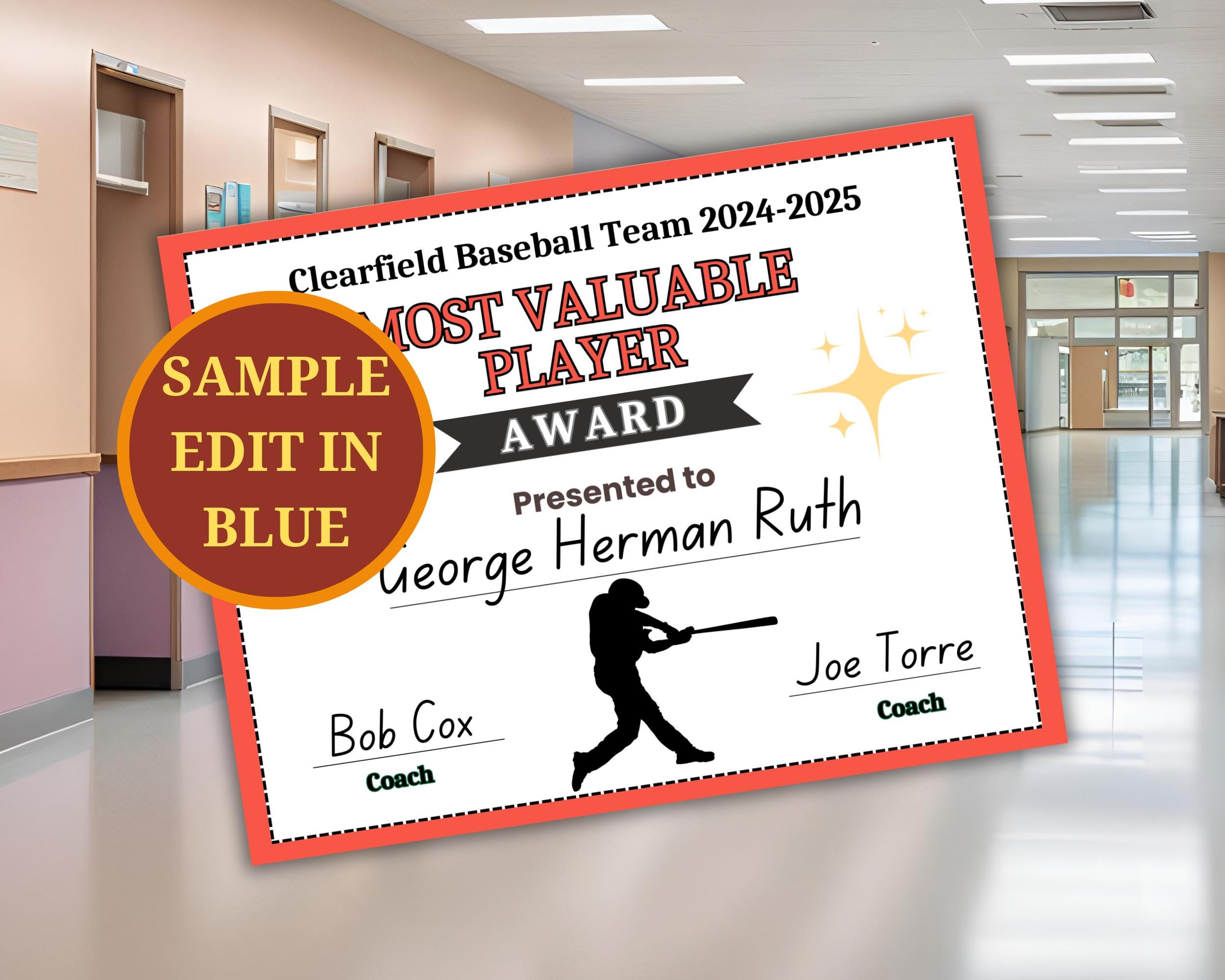 Coach's Editable Baseball Team Awards, End of Season Baeball ...